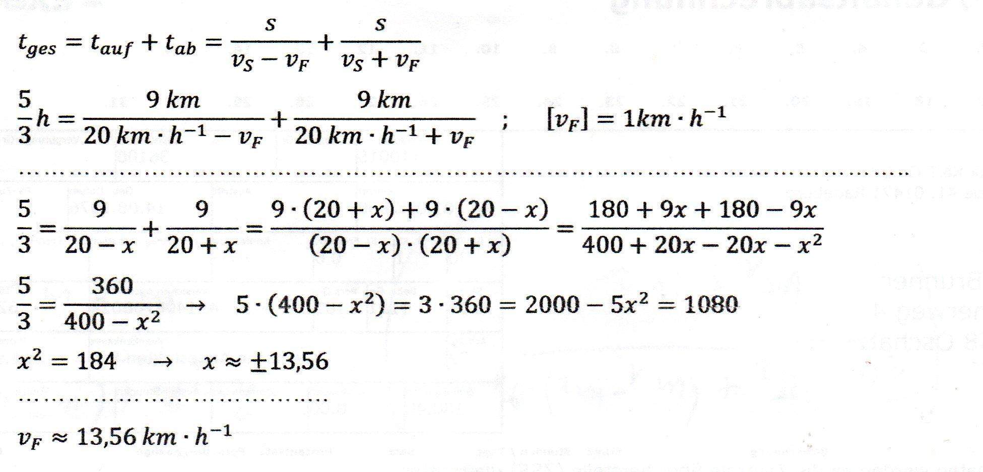 Fließgeschwindigkeit des Flusses berechnen? (Mathematik)