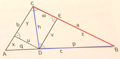 Höhen und Kathetensatz? (Geometrie, Trigonometrie, Dreieck)