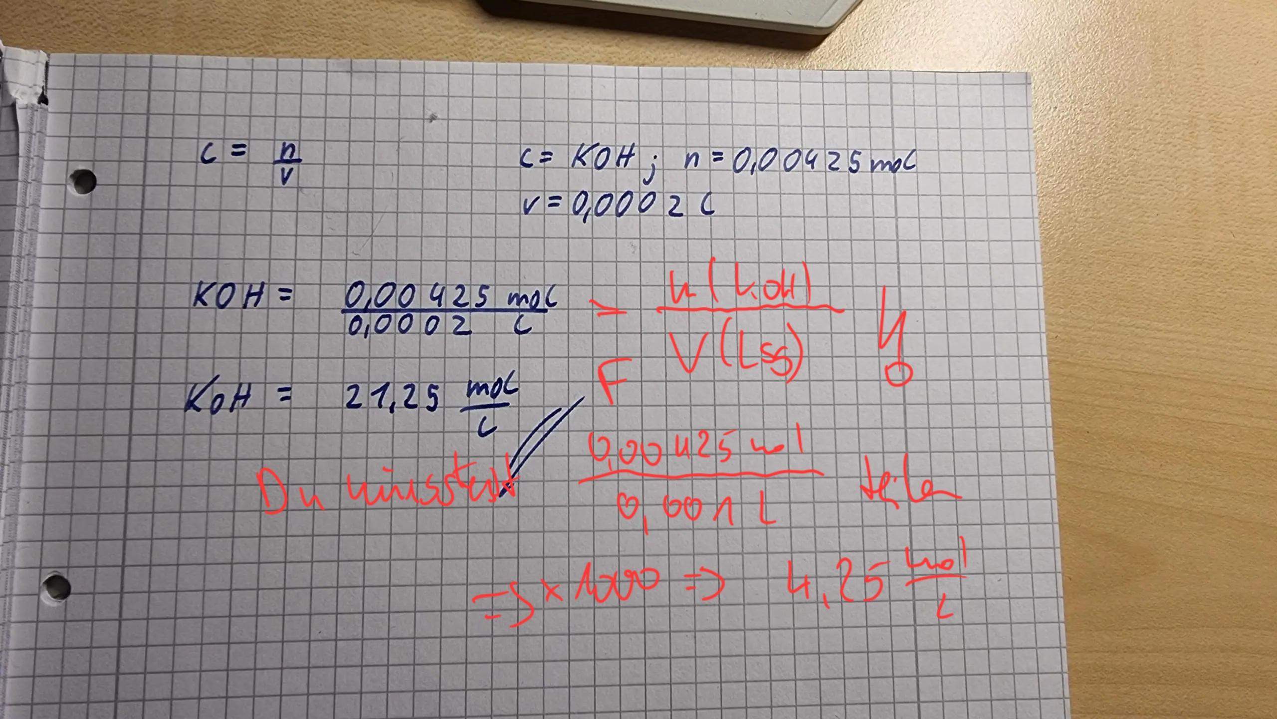 Chemie Klassenarbeit Stoffmengenkonzentration ausrechnen? (Mathematik ...