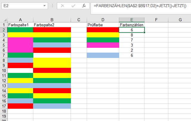 Zählenwenn Farbfeld? (Formel, Microsoft Excel)