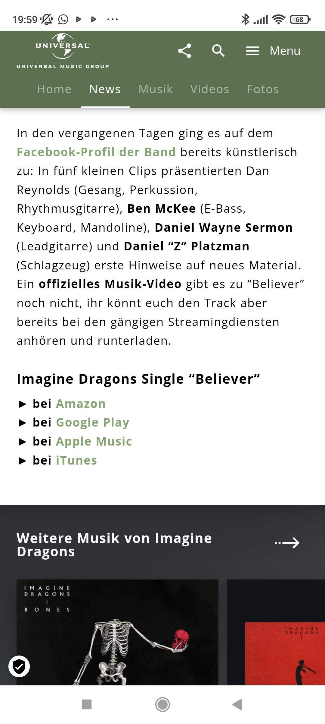 Welche Instrumente spielen in "Beliver" von den Imagine Dragons? (Musik ...
