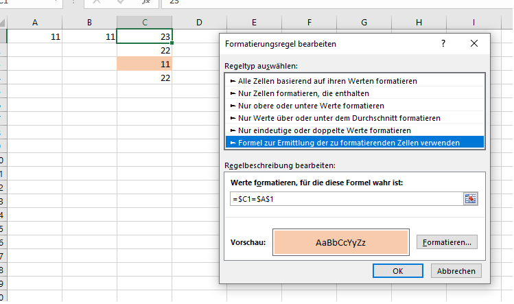 Wie kann ich einen Wert in A2 mit einem Wert in Spalte C vergleichen ...