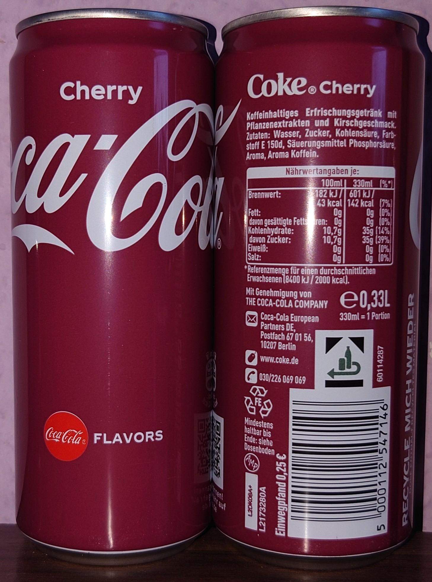 Coca Cola Cherry ohne Zucker? (Geschmack, Coca-Cola)