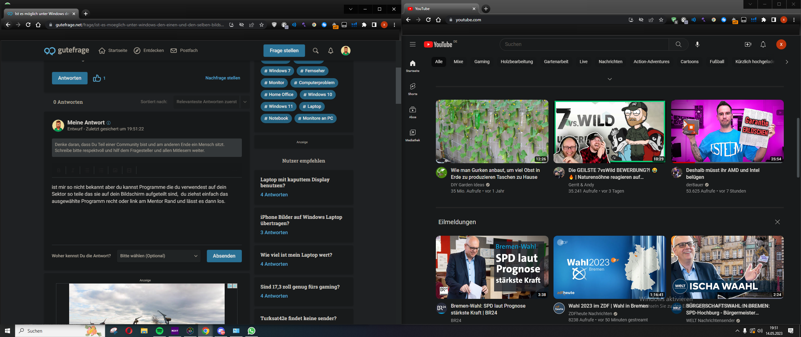 Ist es möglich unter Windows den einen und den selben Bildschirm in 2 ...
