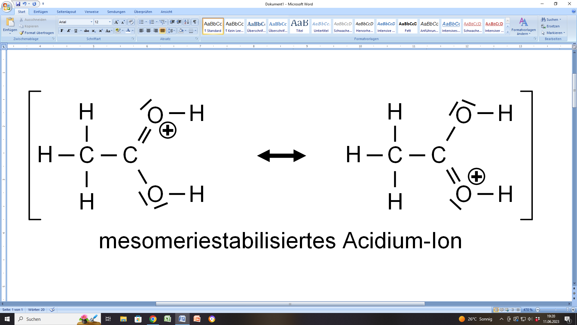 Wie sieht das Acetacidiumion aus? (Chemie, Reaktion, Strukturformel)