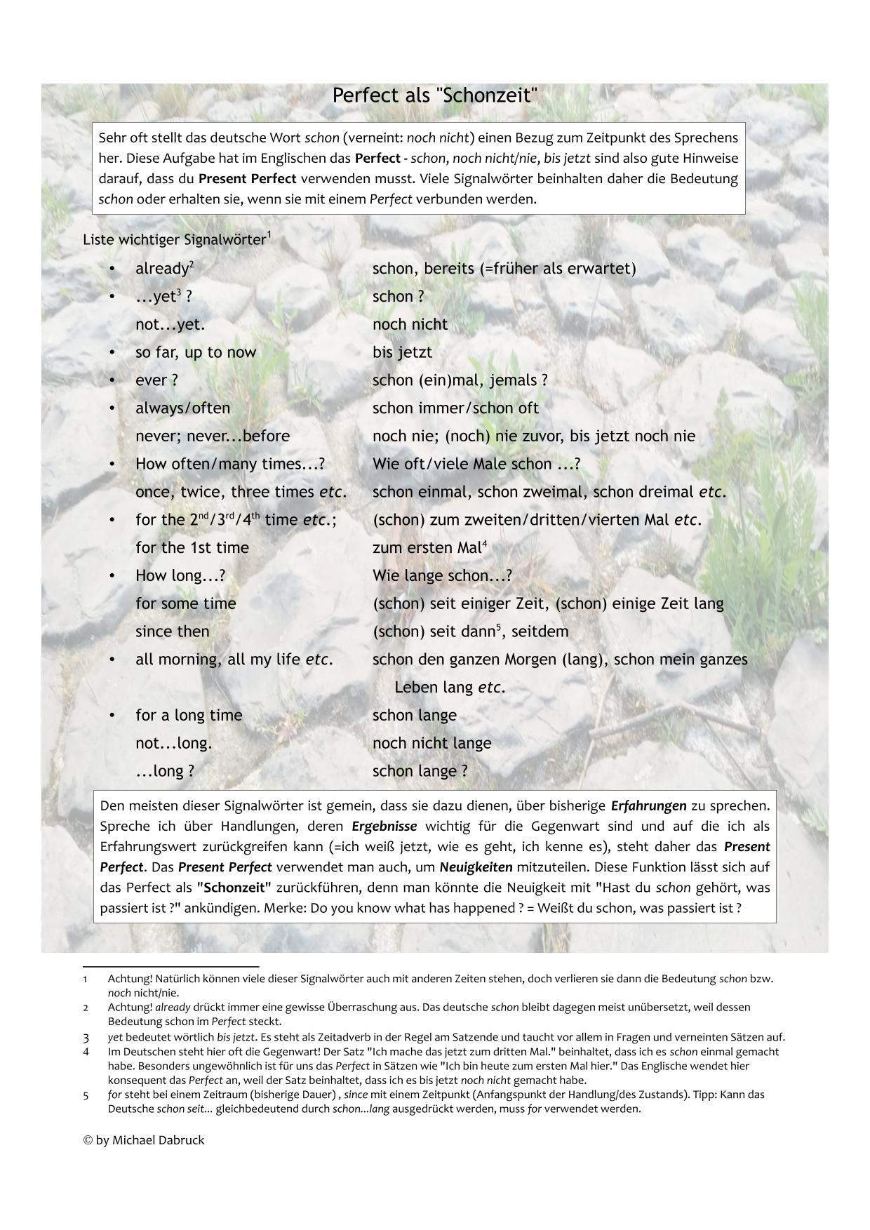 Present Perfect - Was sollte ein Kind, 7. Klasse Gemeinschaftsschule ...