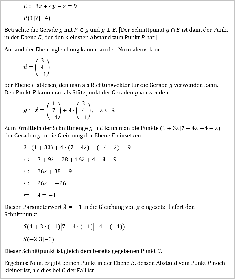 Ebenen Punkt? (Mathematik, rechnen, Funktion)
