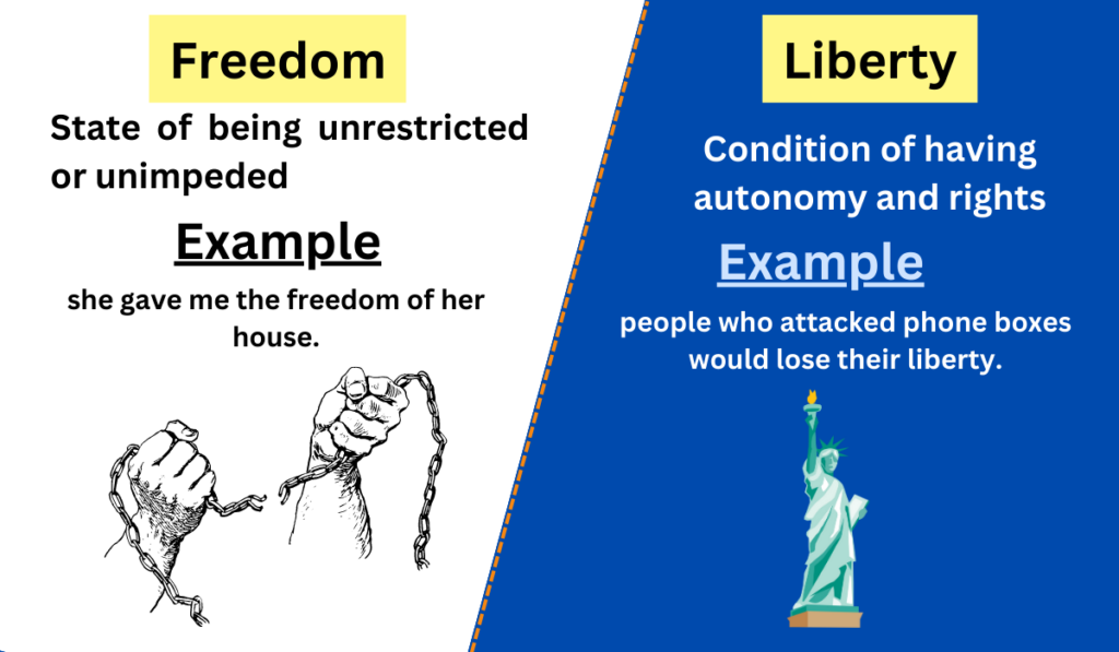 Unterschied freedom liberty? (Geschichte, USA, Grammatik)