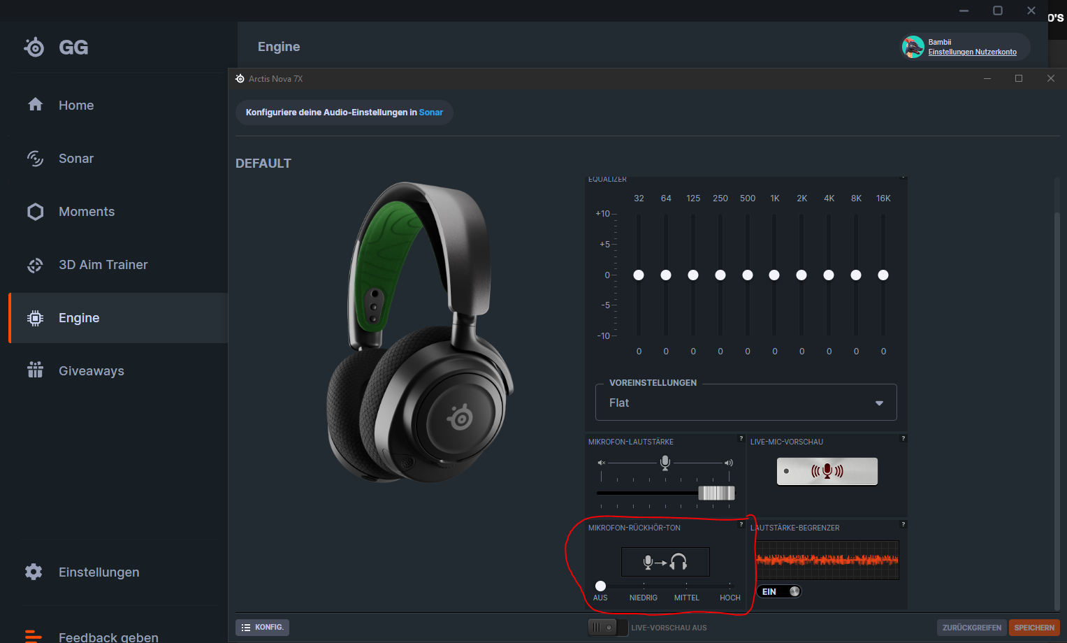 Headset; Eigener Ton? (Mikrofon, Einstellungen, SteelSeries)