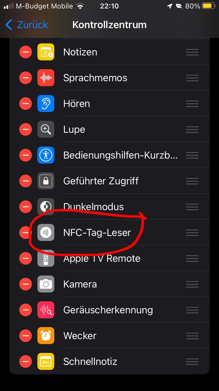 Wo ist NFC Scan bei iPhone 14? (Apple)