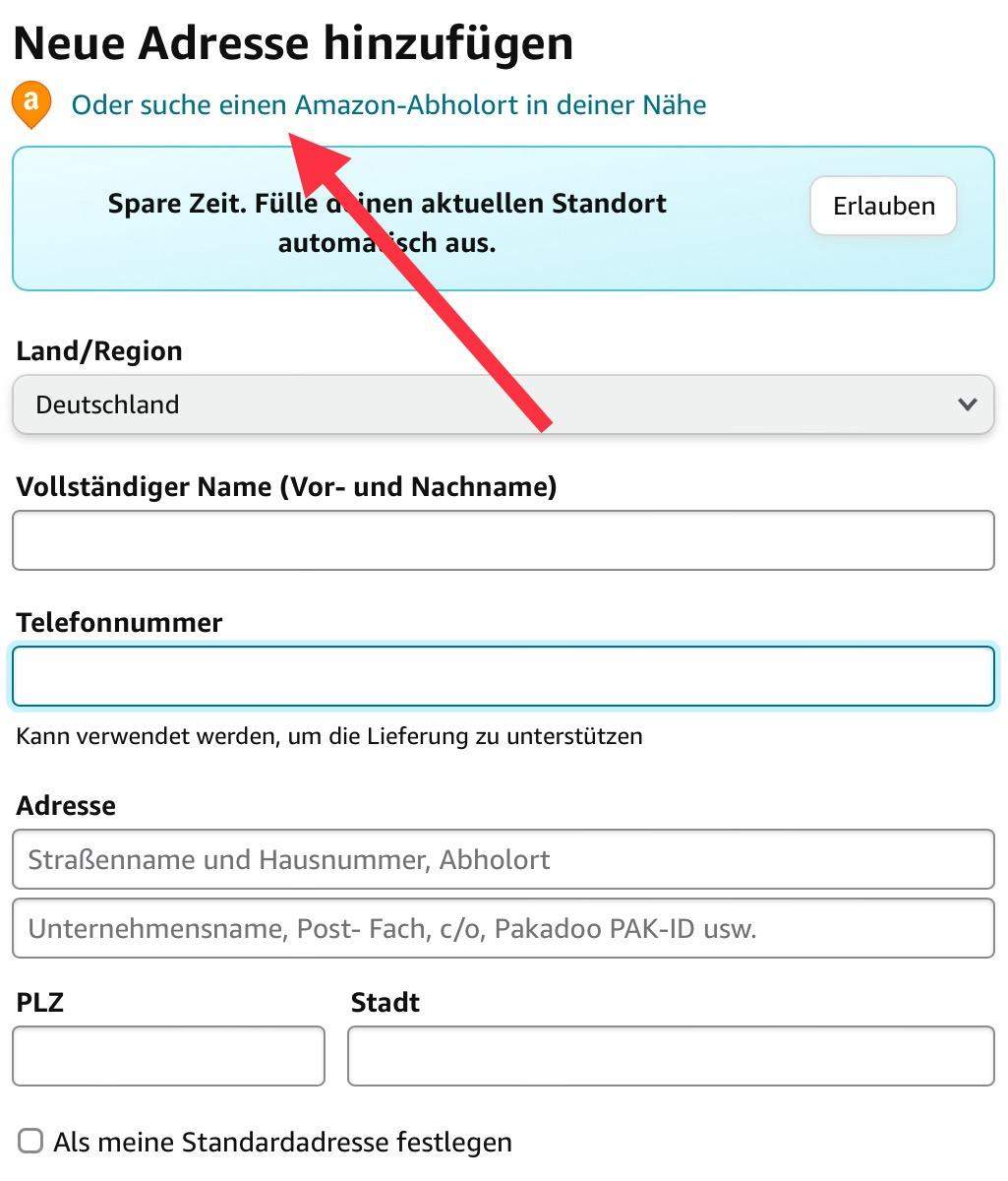 Wir kann ich eine Packstation bei Amazon einfügen? (Bestellung, DHL ...