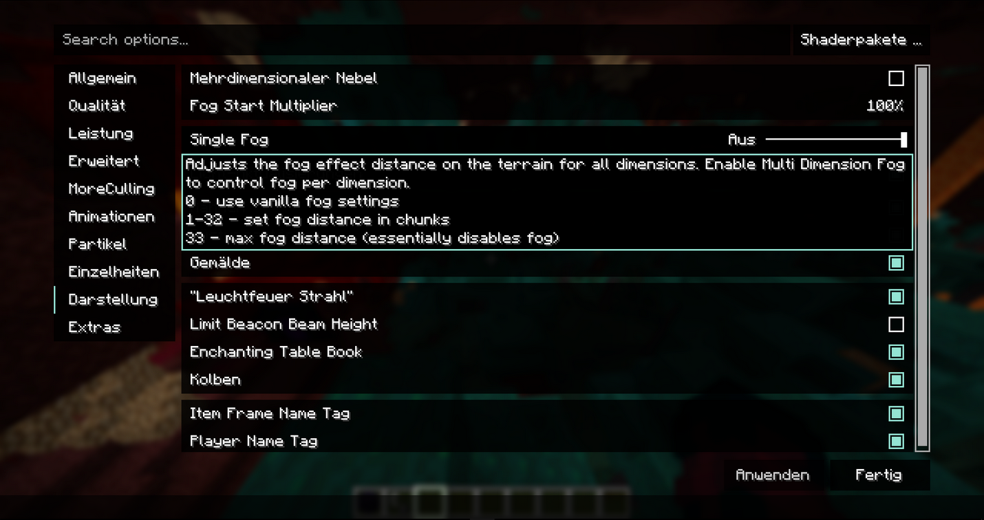 Wie mache ich den Nebel im Nether weg? (PC, Computerspiele, Minecraft)
