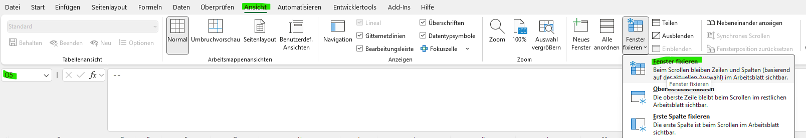 Zeile und Spalte in Excel fixieren? (Microsoft Excel, Excel-Formel)