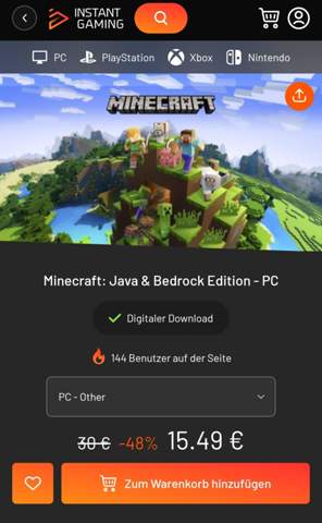Minecraft billiger kaufen? (PC, Minecraft Java Edition)