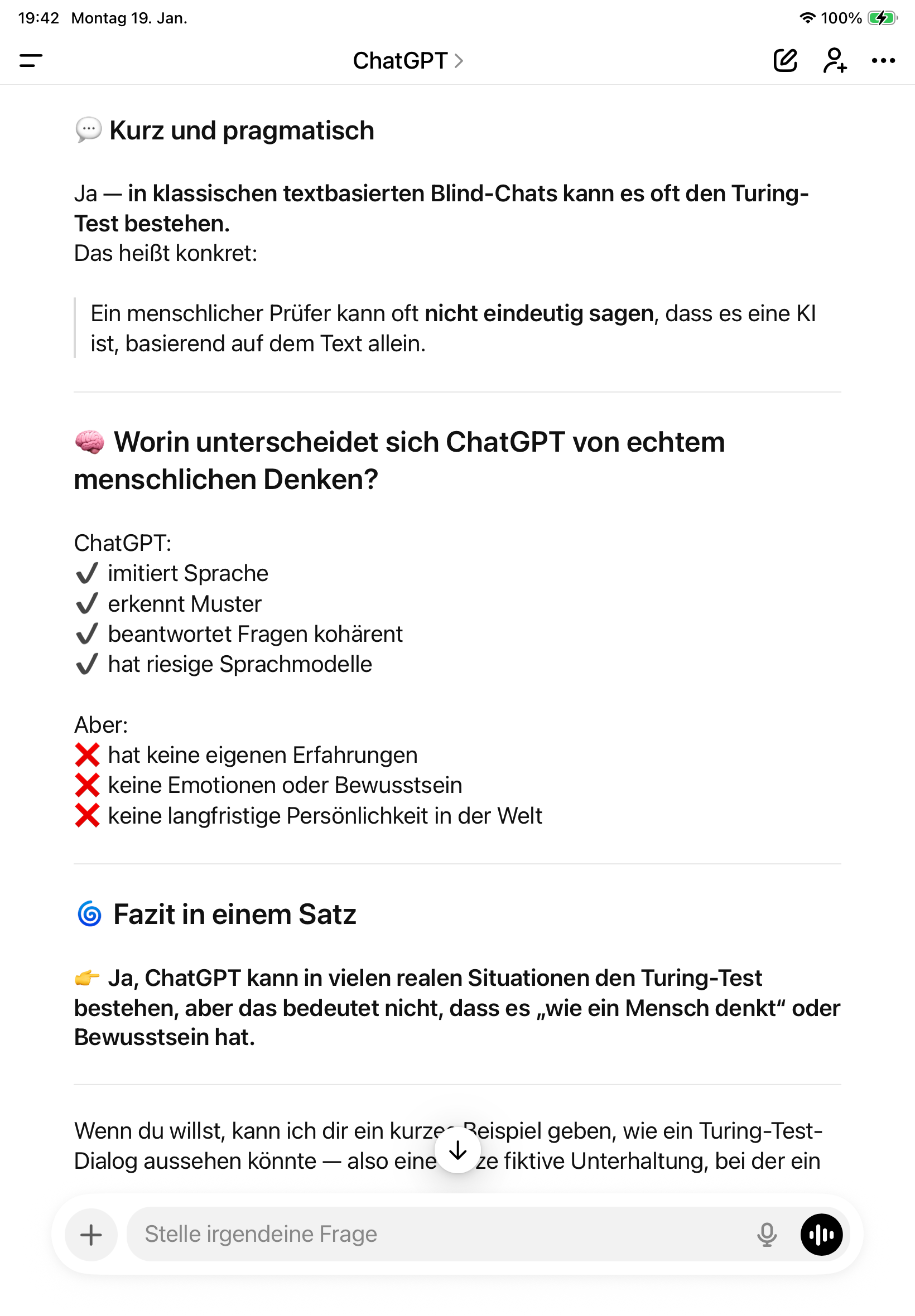 Kann ChatGPT den Turing - Test bestehen? (künstliche Intelligenz)