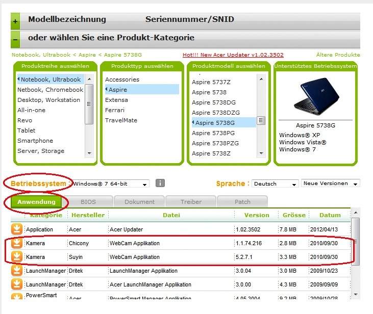 Acer Crystal Eye Webcam wieder installieren und zum funktionieren ...