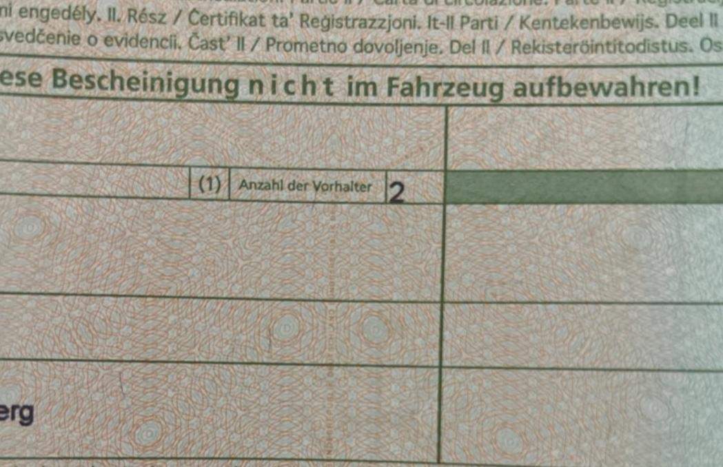 2 vorbesitzer? (Autokauf, Zulassung) 2 vorbesitzer? (Autokauf, Zulassung)