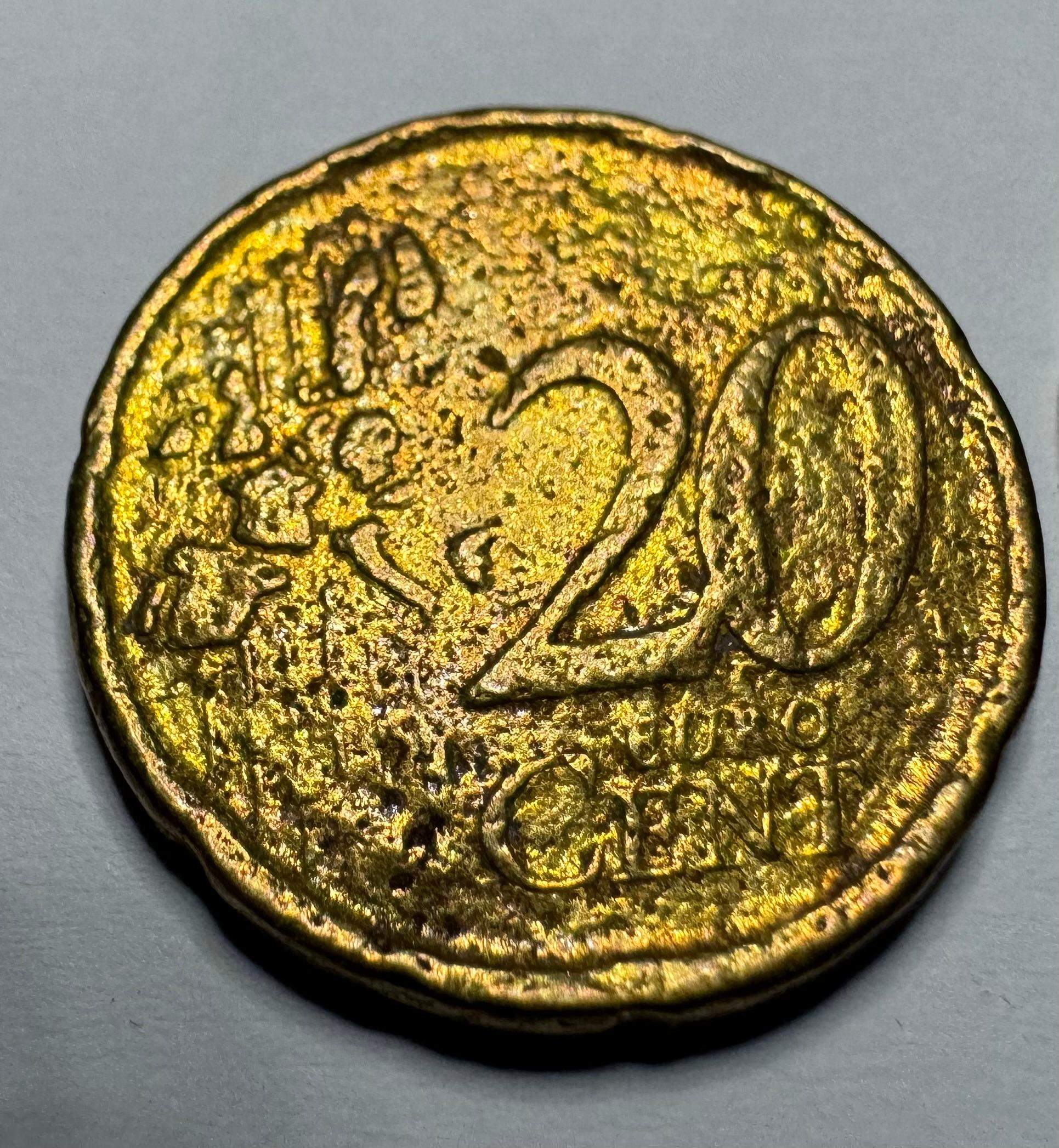 2 x 20 Cent Euro Münze mit Fehlprägung? (Wert, Münzen)