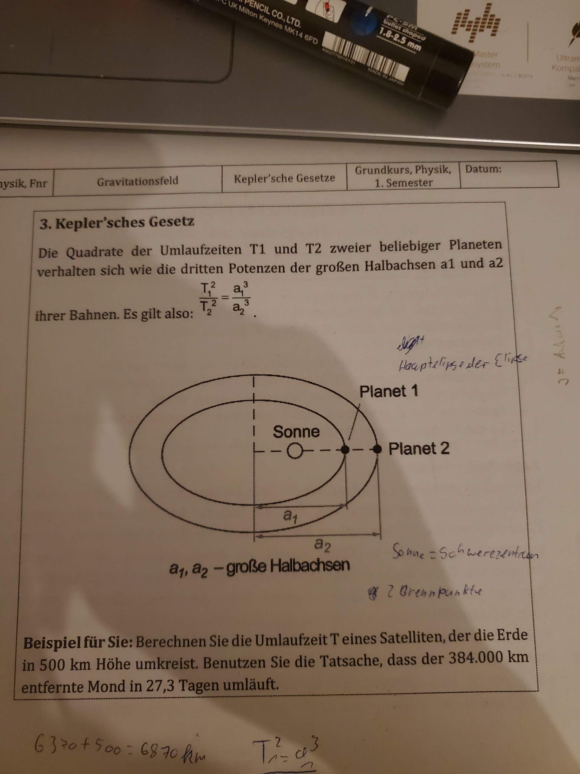 3 keplerisches gesetz? (Schule, Mathematik, Physik)