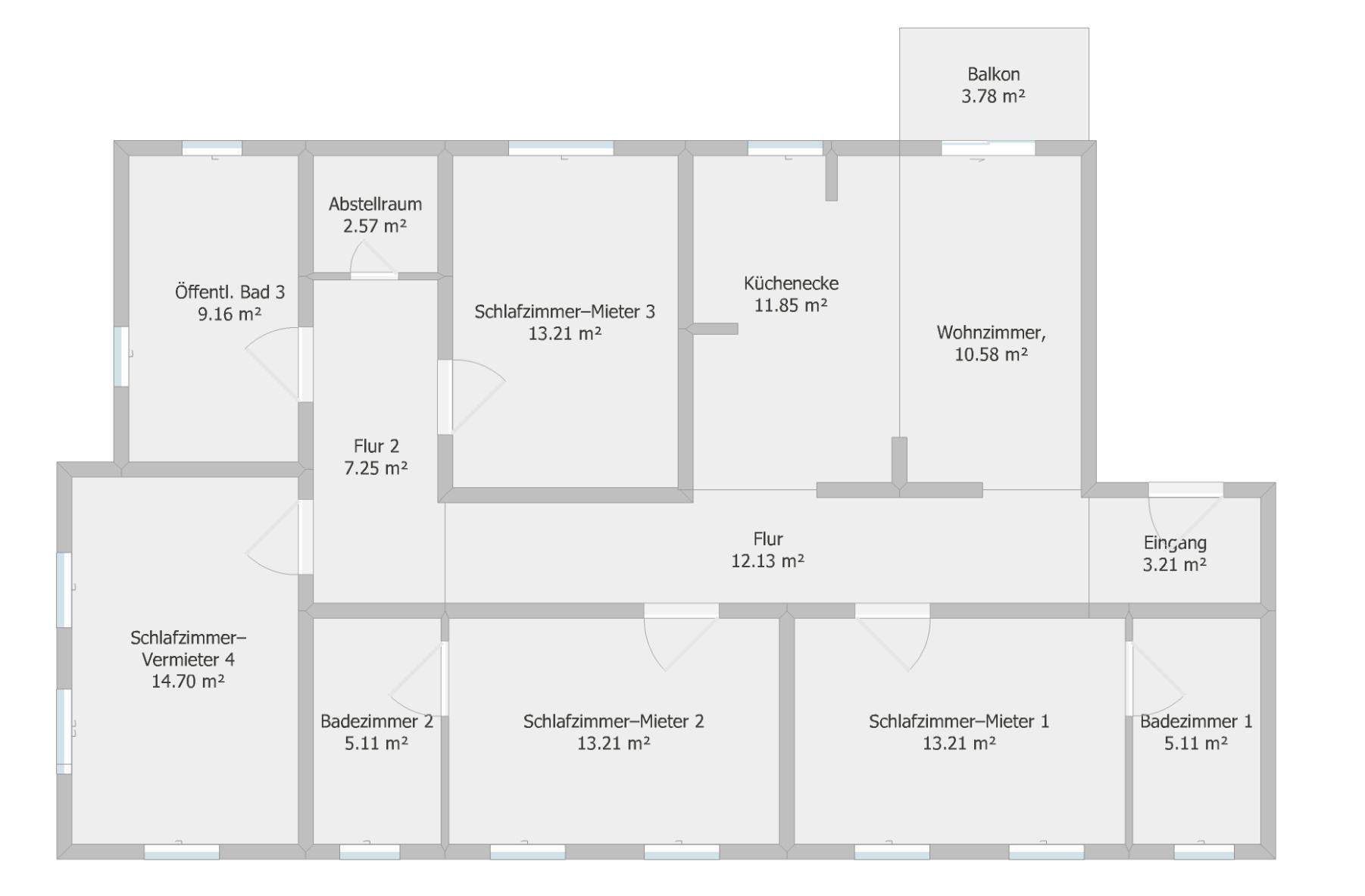 4er WG Entwurf: Meinung, Vorschläge? (Grundriss, WG-Leben)