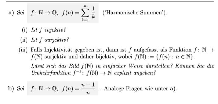 Abbildung: harmonische Summe, injektiv, surjketiv, bijektiv? (Schule ...