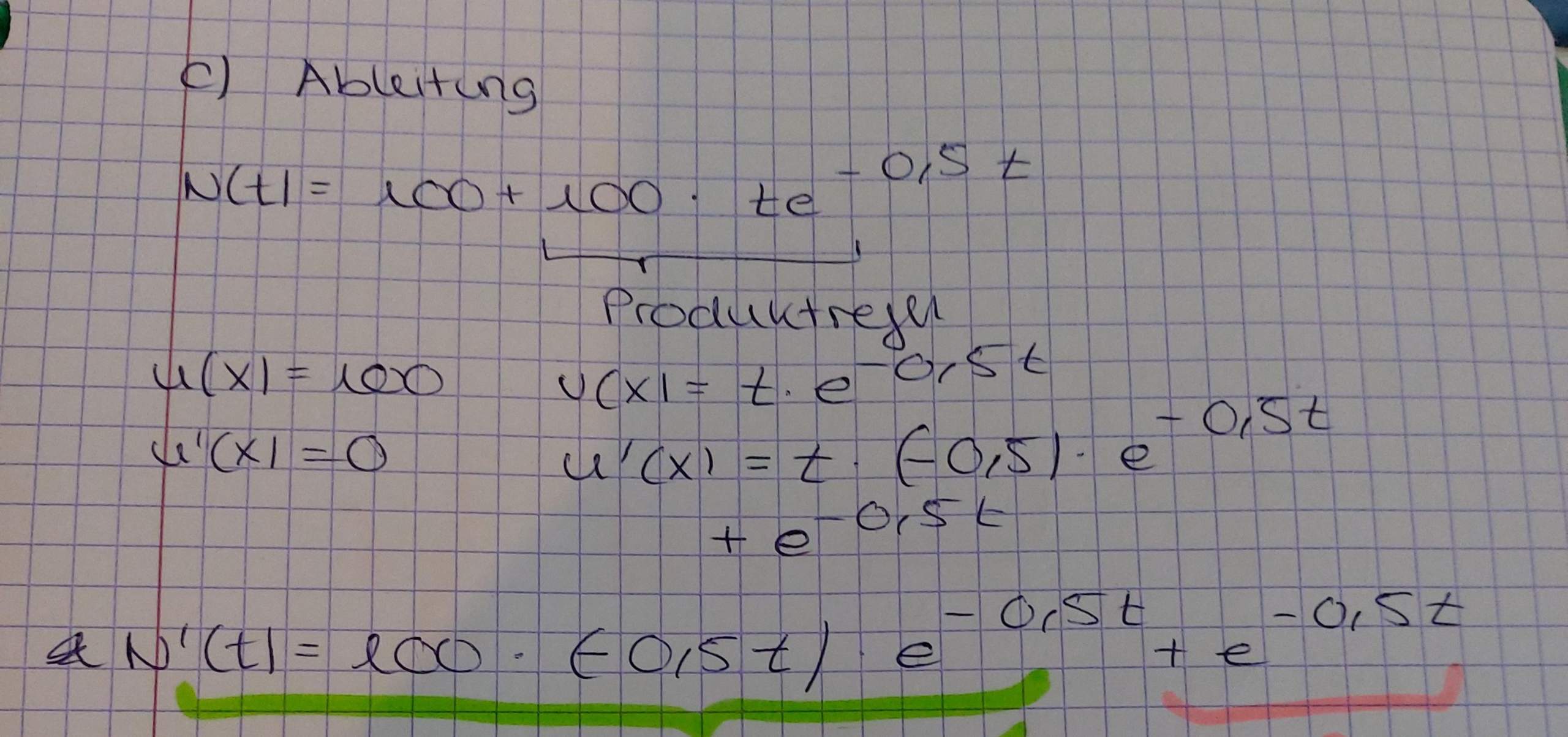 Ableitung Ketten und Produktregel? (rechnen, Funktion, Gleichungen)
