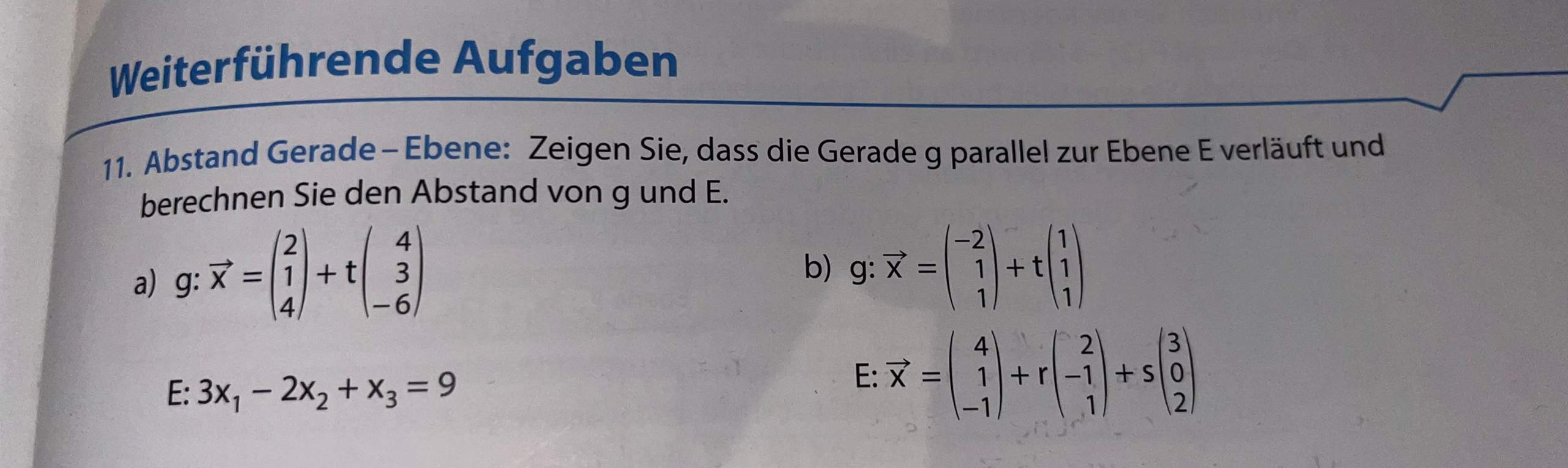 Abstand Ebene und Gerade mithilfe der hessischen Normalform? (Vektoren ...