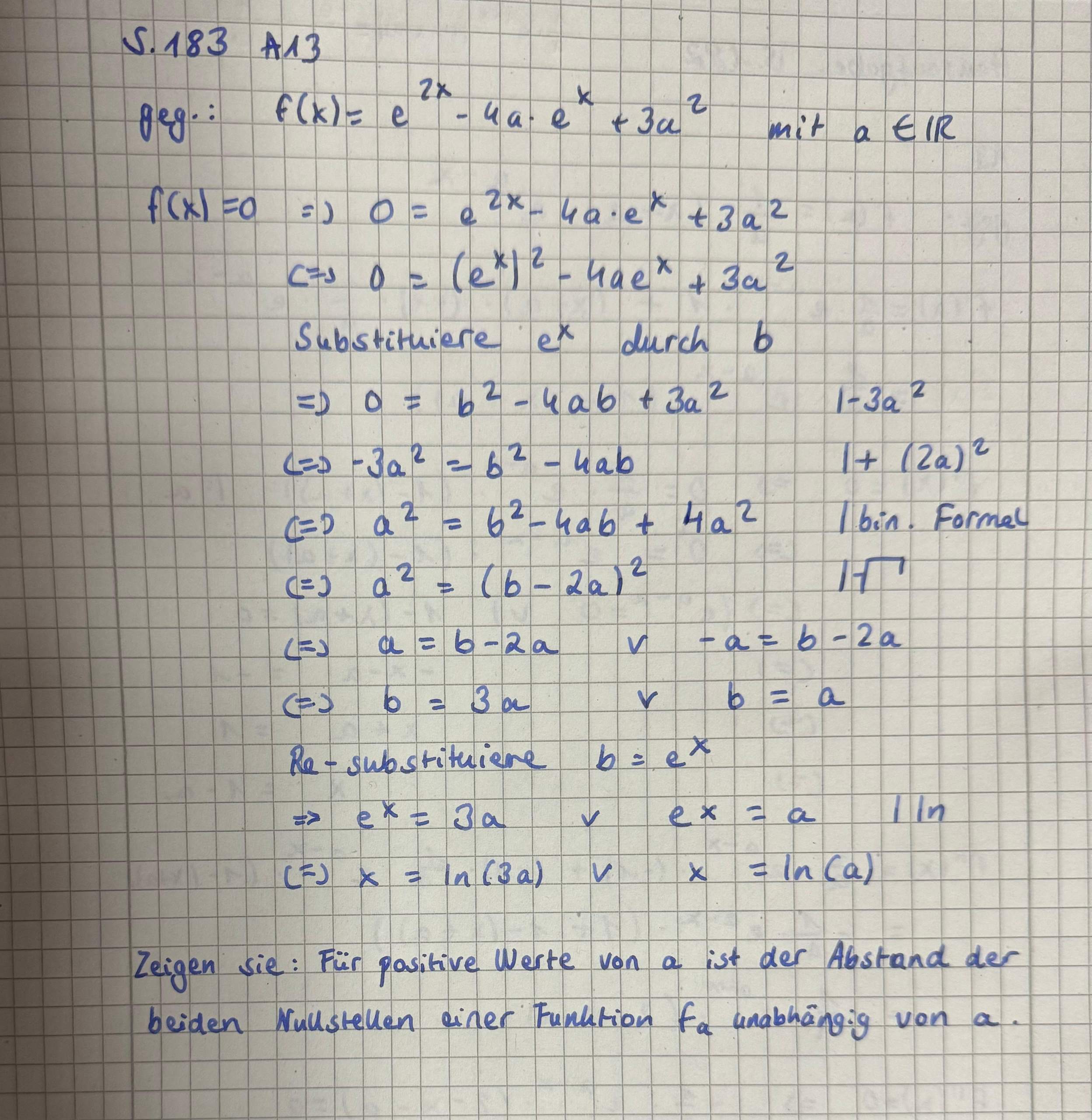 Abstand Nullstellen bei Funktionenschar bestimmen? (rechnen, Funktion, Gleichungen)