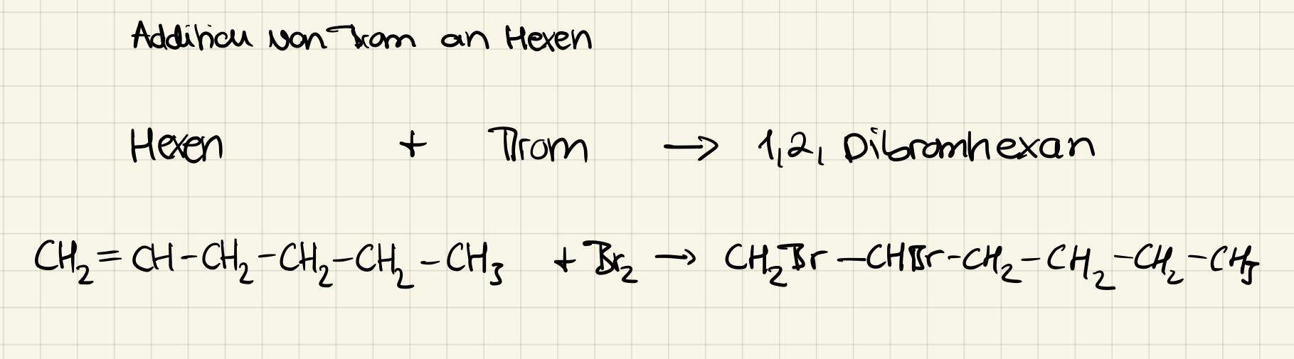 Addition von Brom an Hexen? (organische Chemie, Strukturformel)