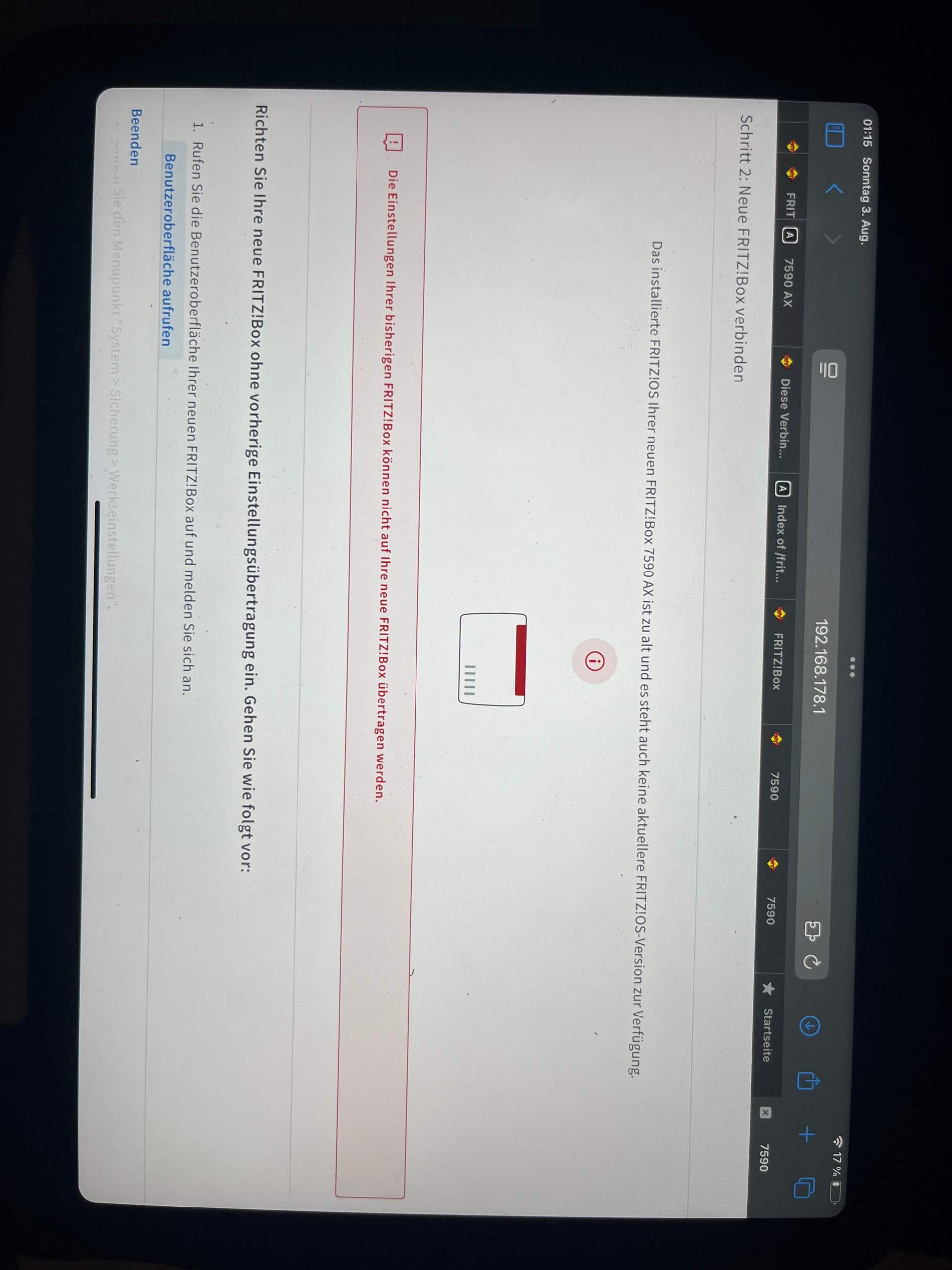 Alte FRITZ!Box 7590 zu 7590 AX lässt sich nicht übertragen!? (Internet ...