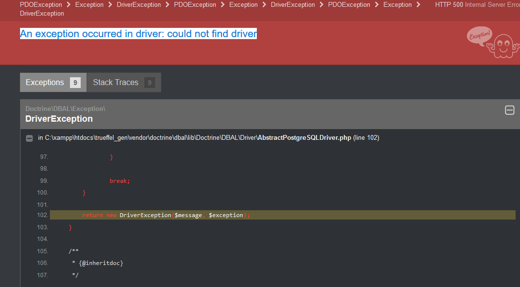 An Exception Occurred In Driver Could Not Find Driver Symfony