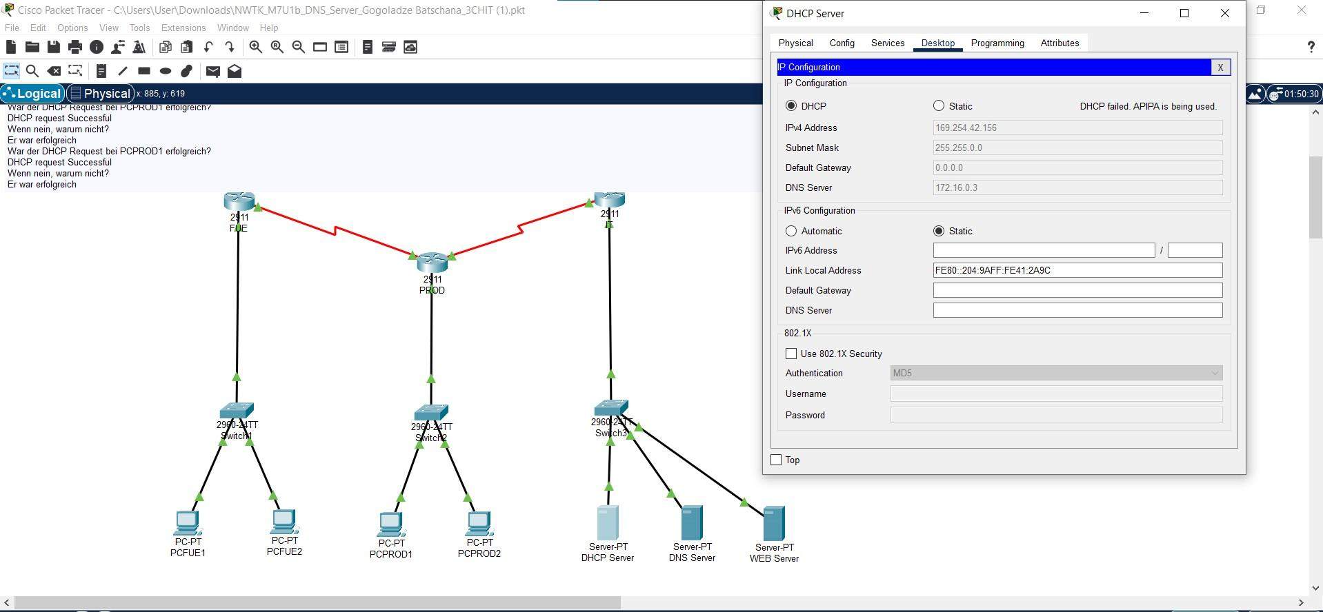 APIPA is being used steht wenn wenn ich eine DHCP request mache? (Server, Cisco)