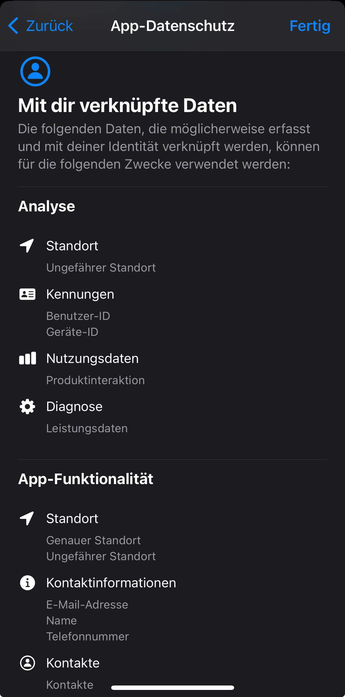 AppStore App-Datenschutz interpretieren? (Smartphone, Apple, iOS) AppStore App-Datenschutz interpretieren? (Smartphone, Apple, iOS)