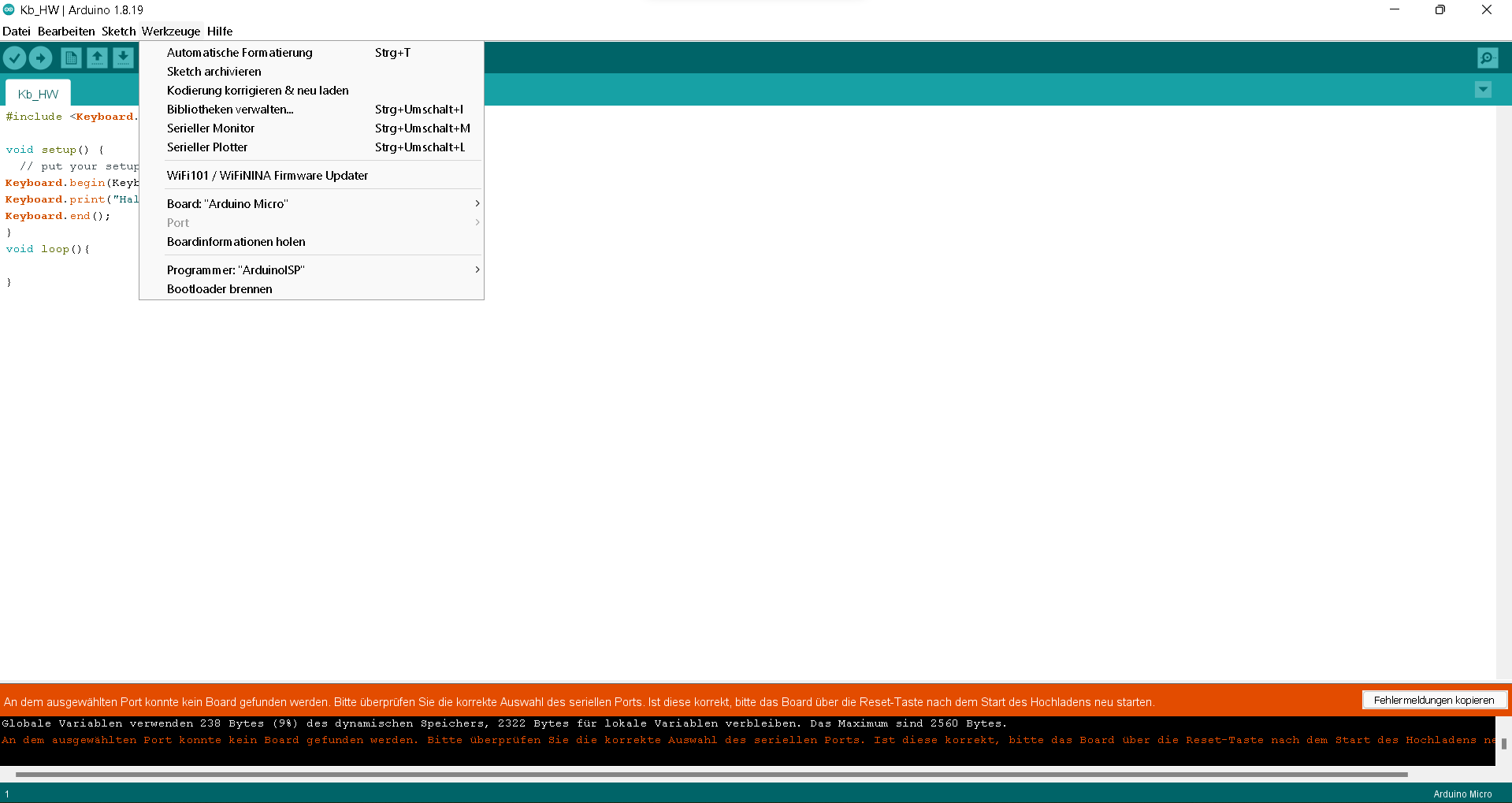 Arduino IDE Port neulich ausgegraut was tun? (Computer, Technik, Spiele ...