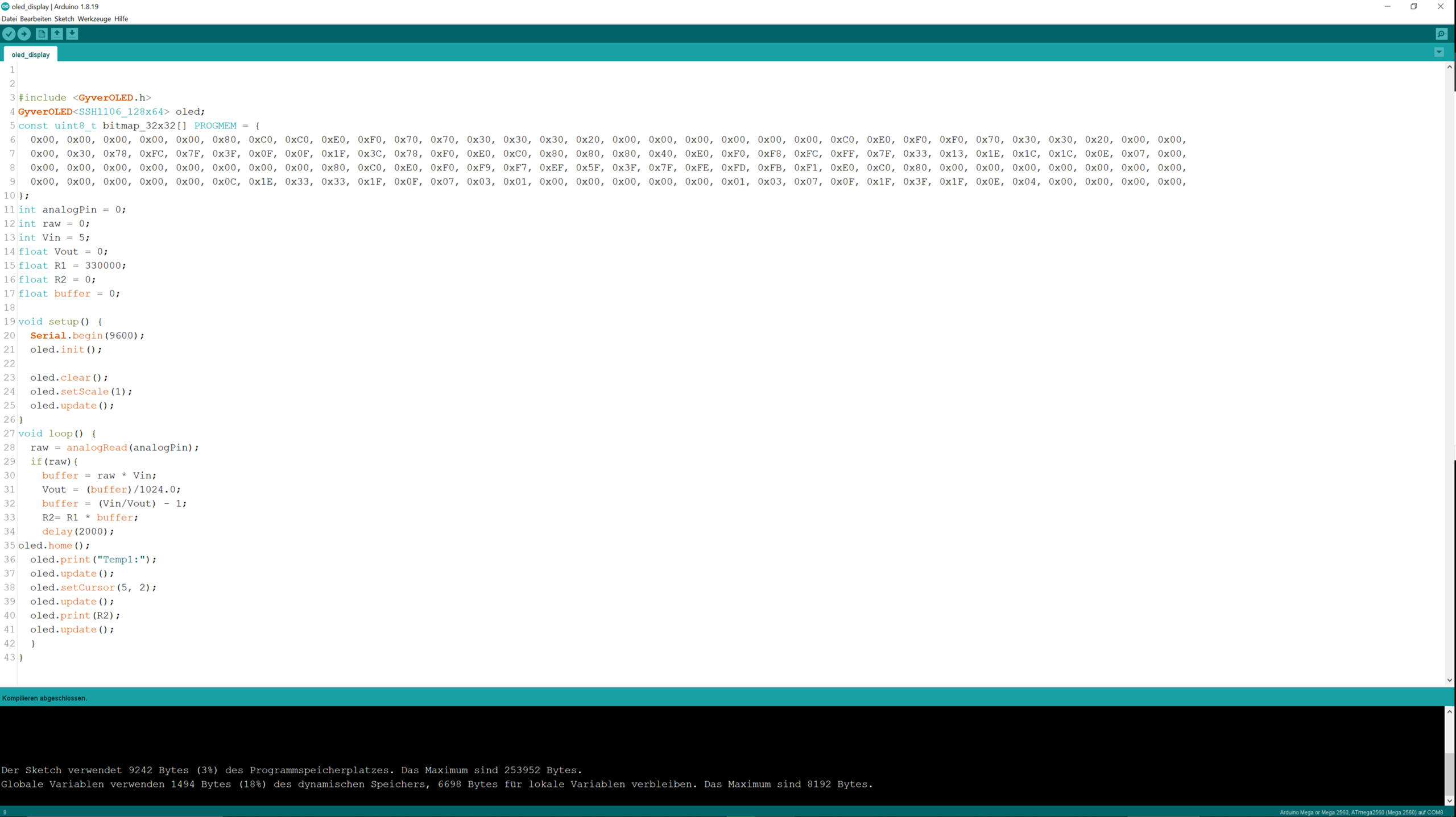 Arduino Wert aus Tabelle? (arduino mega)