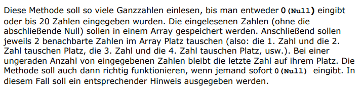 Array Zahlen Tauschen Programmieren Informatik