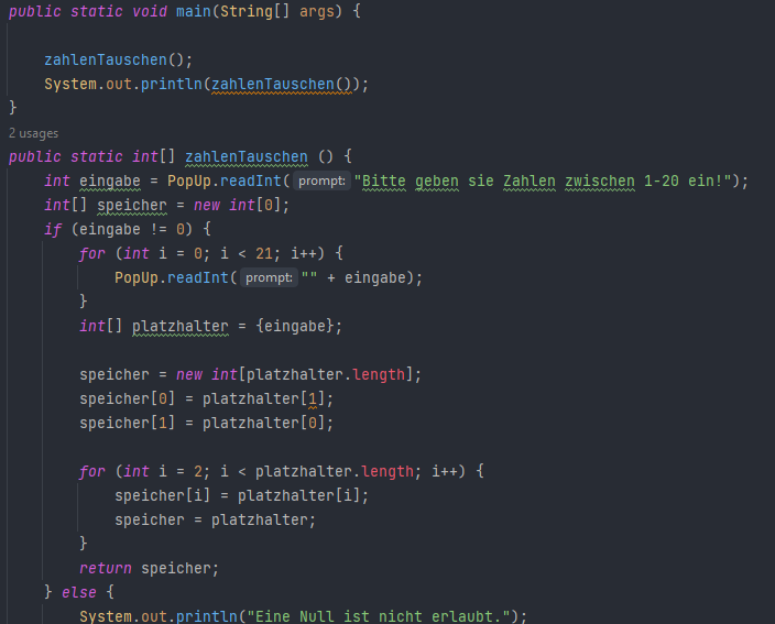Array Zahlen Tauschen Programmieren Informatik