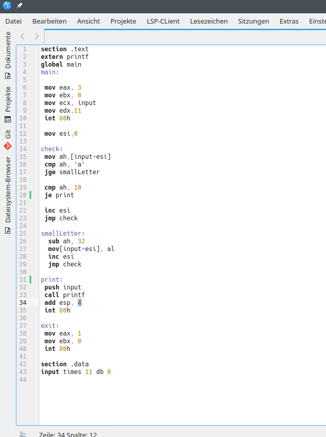 Assembler Buchstabe ausgeben? (Computer, Informatik)