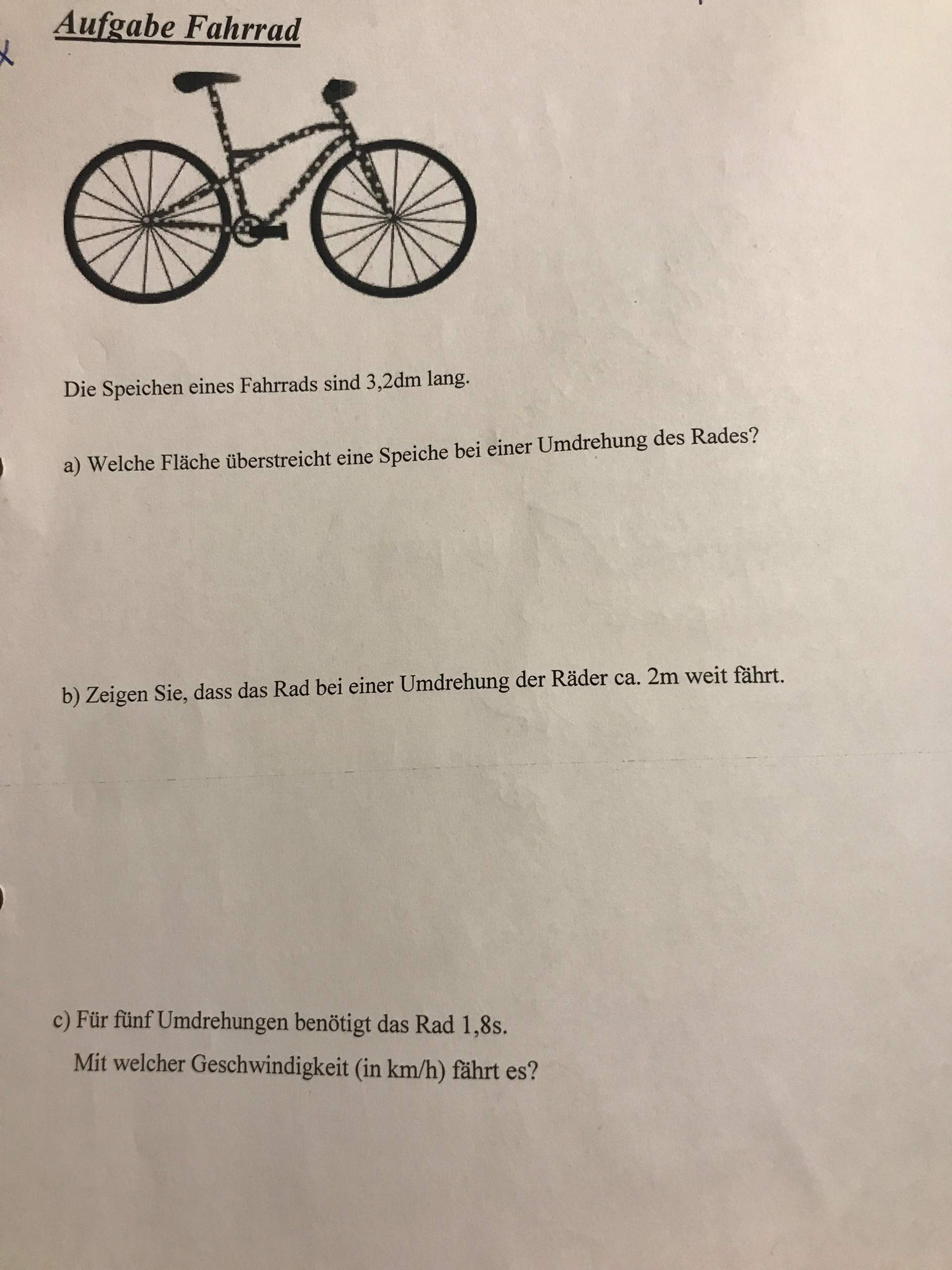 Aufgabe Fahrrad? (Mathematik, rechnen, Mathematiker)