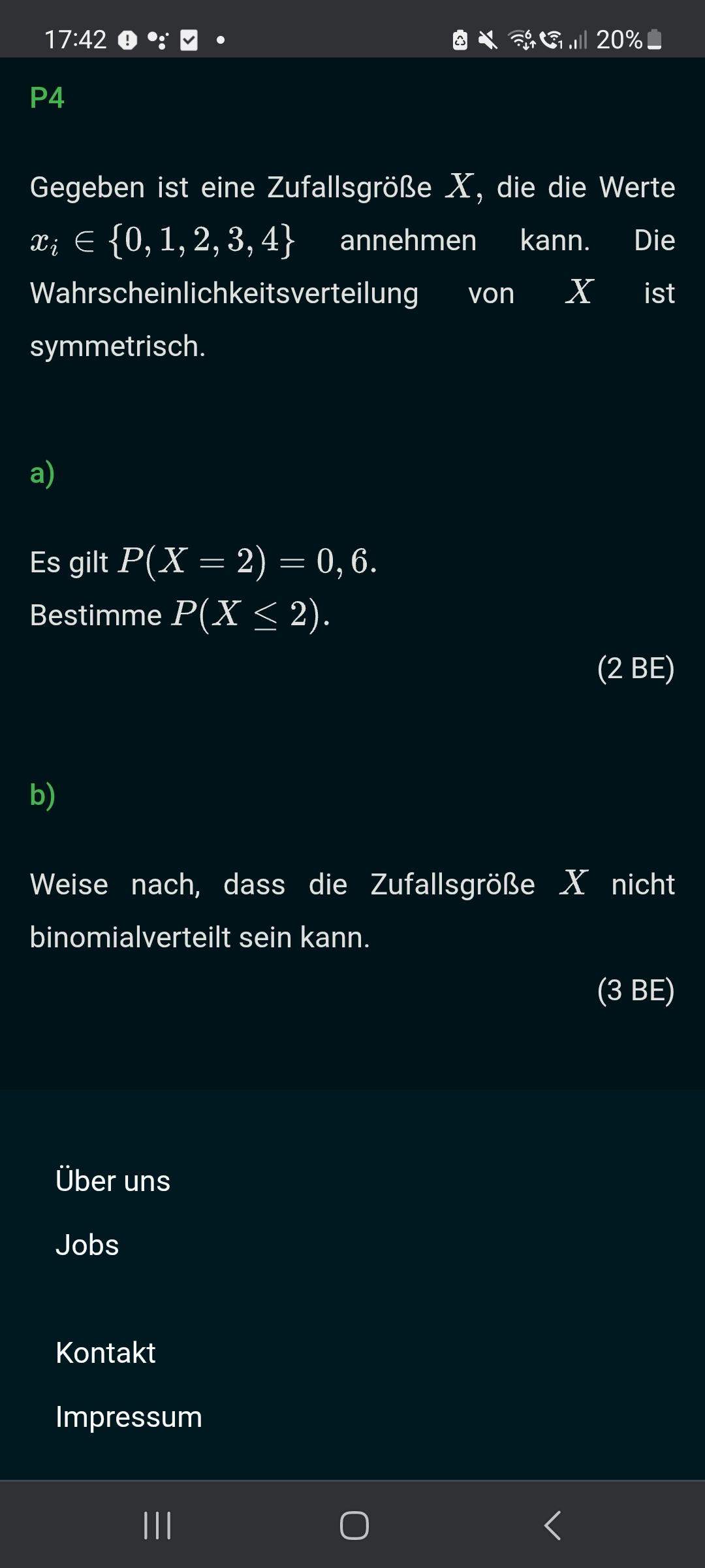 Aufgabe Mathe stochastik? (rechnen, Funktion, Gleichungen)