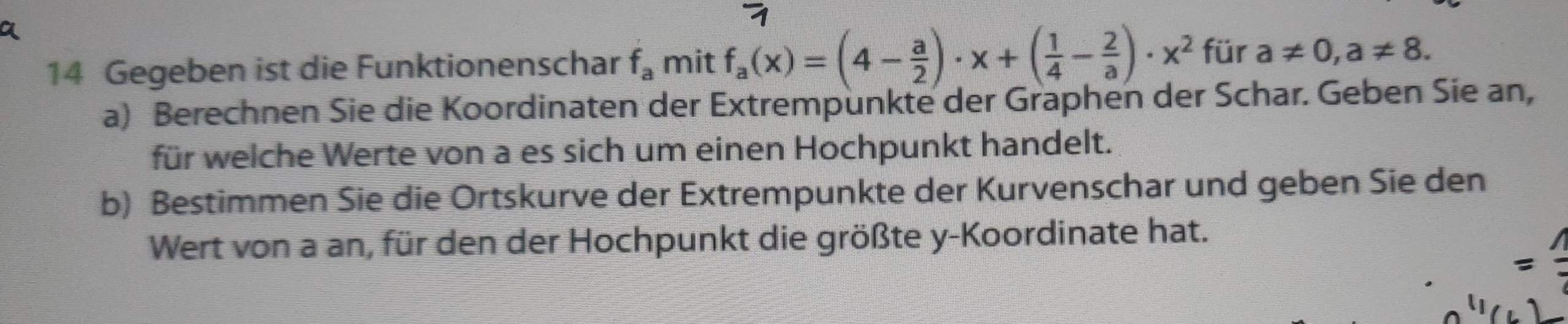 Aufgabe zu Funktionenschar? (rechnen, Funktion, Gleichungen)
