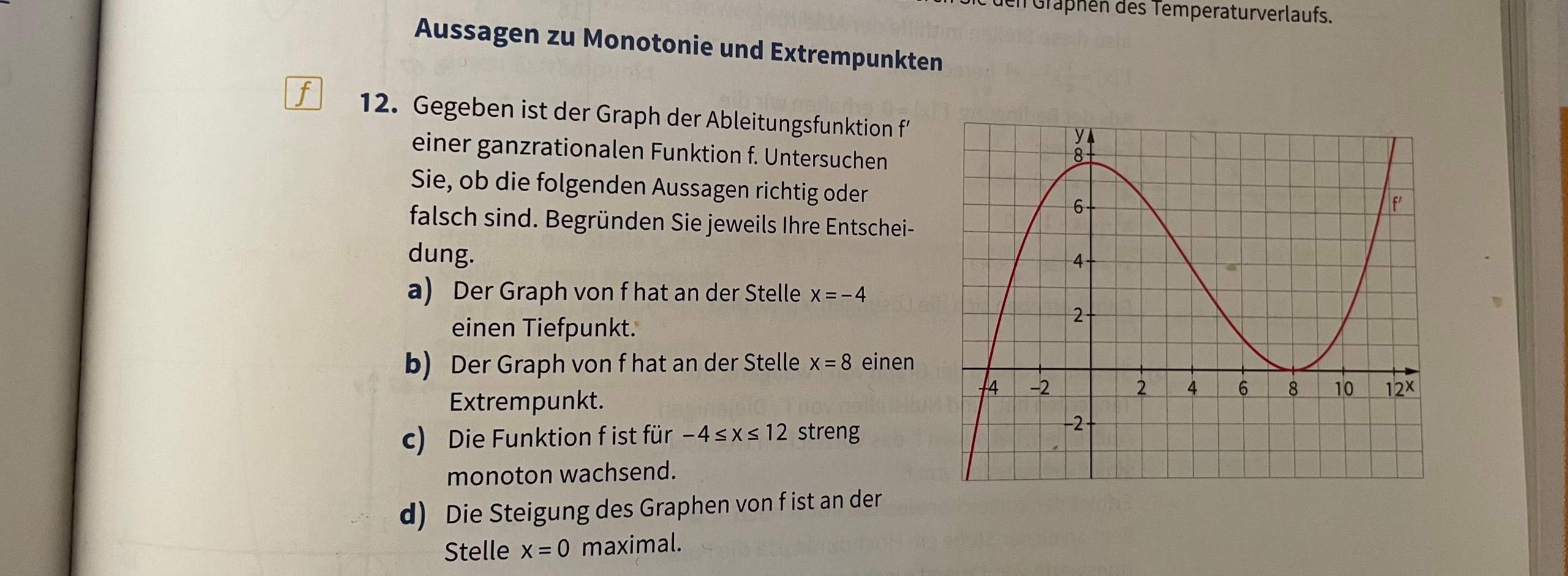 AUSSAGEN ZU MONOTONIE UND EXTREMPUNKTEN - Mathe? (rechnen, Funktion, Funktionsgleichung)