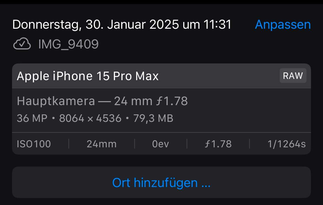 Automatischer Croping bei JPEG-Fotos iPhone 15 Pro Max? (Apple, Bilder ...