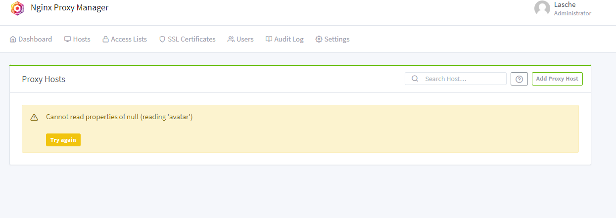 Avatar fehler bei NGINX Proxy Manager? (Linux, proxy server, Docker)