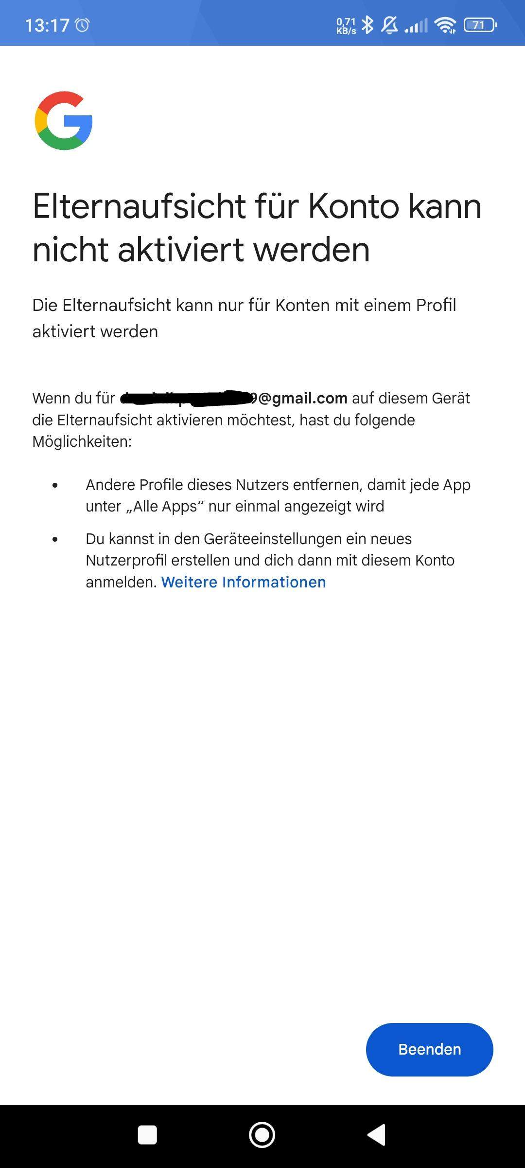 Beaufsichtigtes Google Konto? (Google-Konto, Family Link)