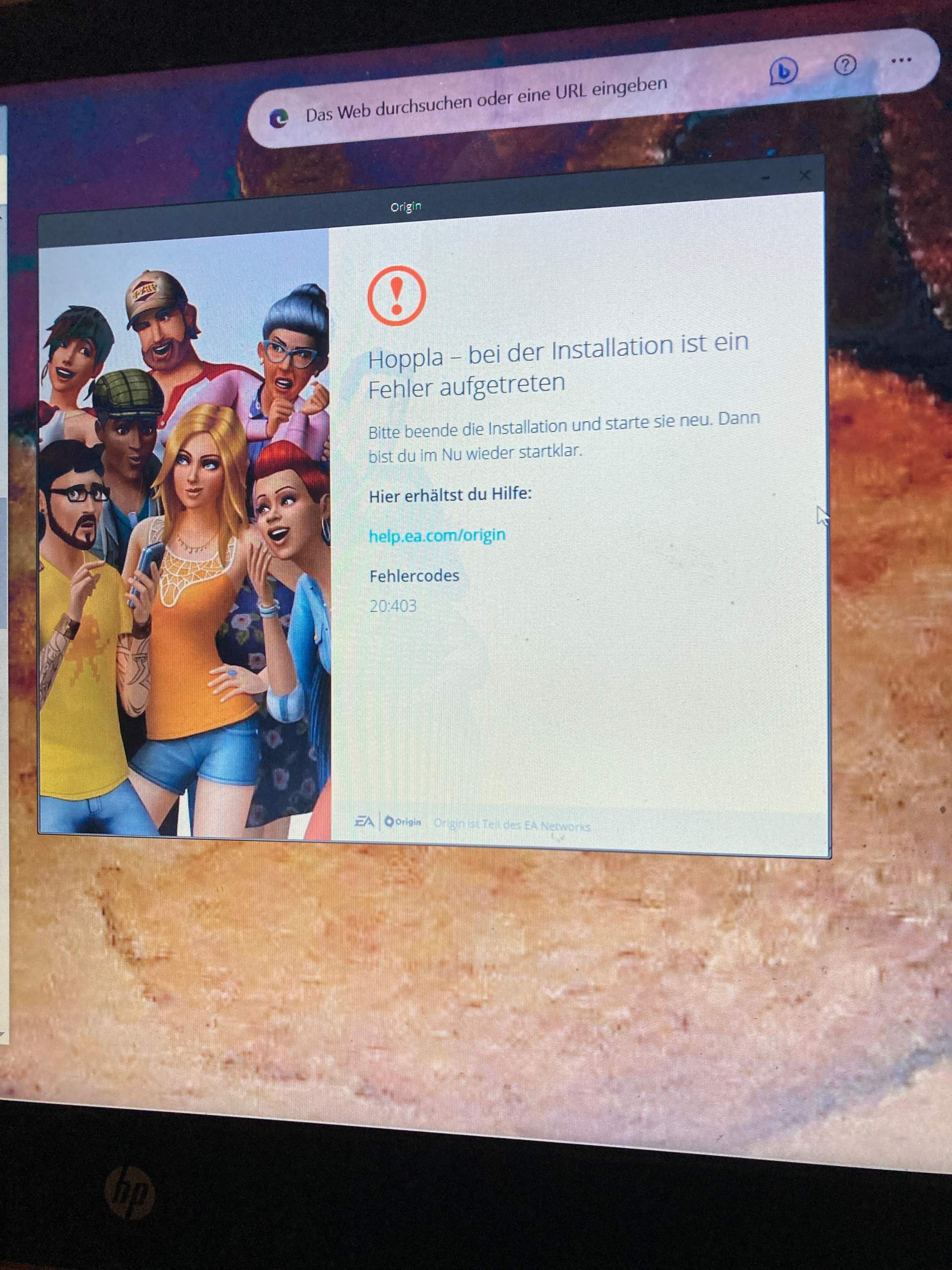 Bei Origin Download kommt die Fehlermeldung 20:403? (PC, Computerspiele, Laptop)