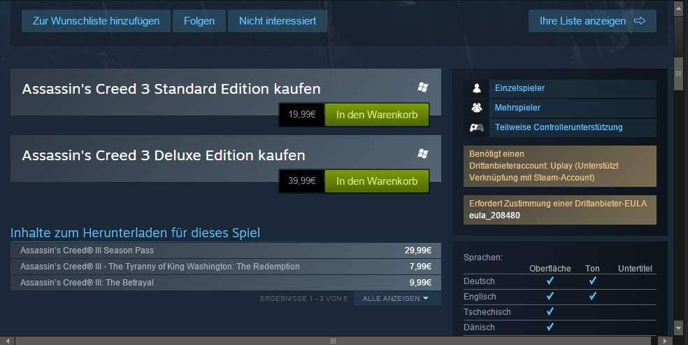 Bei Uplay gekauftes Spiel zum Download bei Steam noch einmal neu kaufen ...