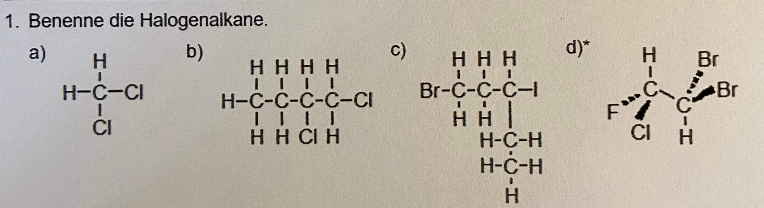 Benennung von Halogenalkane (Arbeitsblatt)? (Schule, Chemie, organische ...