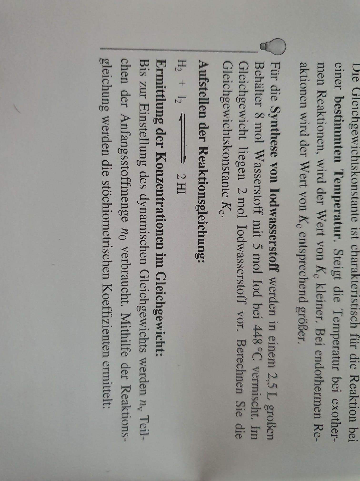 Berechnung der Gleichgewichtskonstante? (Schule, Chemie ...