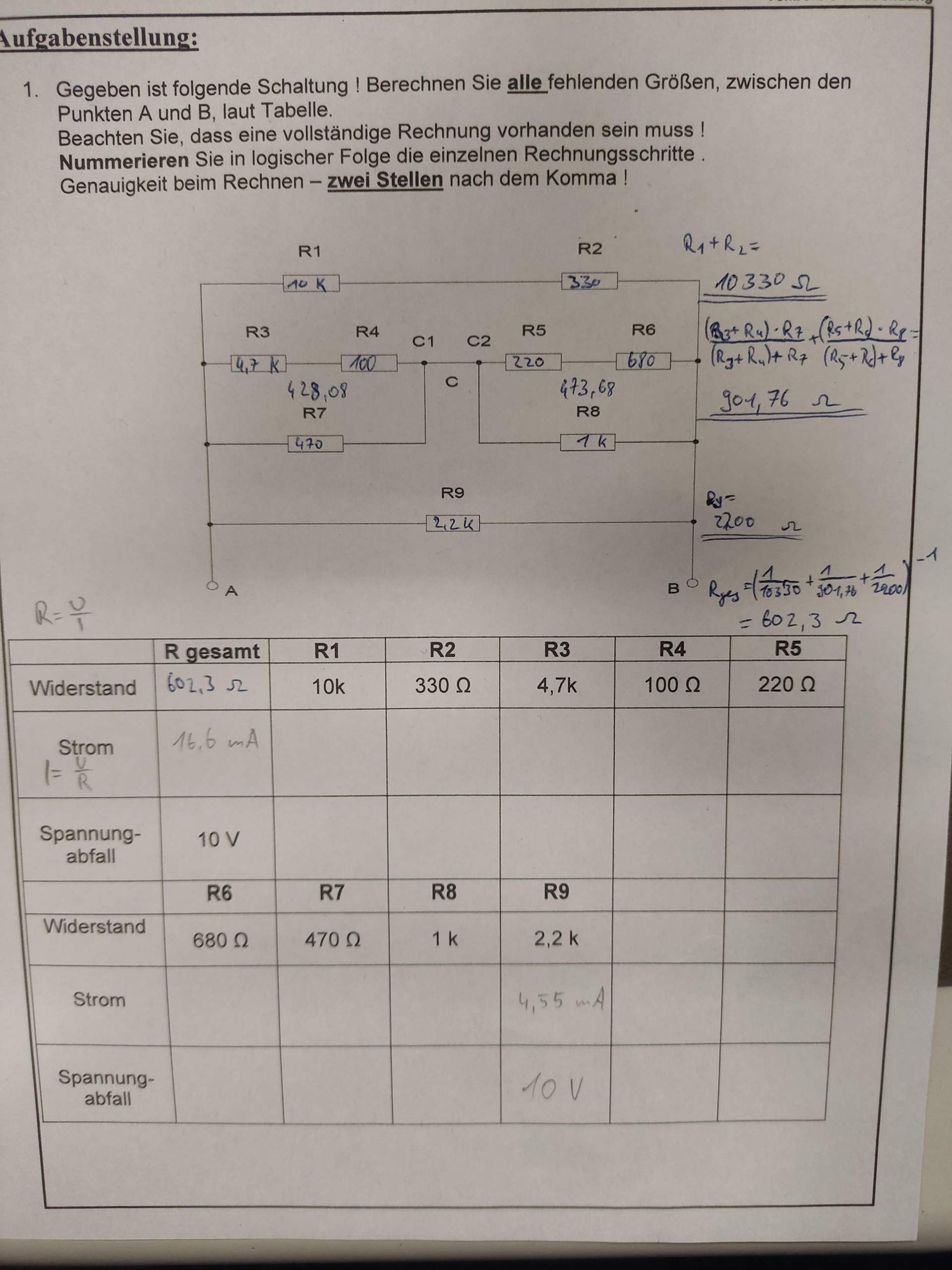 Berechnung Widerstand/Strom/Spannung? (Physik, Elektrik, Elektrizität)